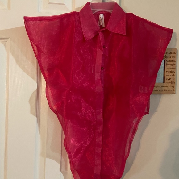 Truth | Tops | Truth Vibrant Red Sheer Blouse | Poshmark